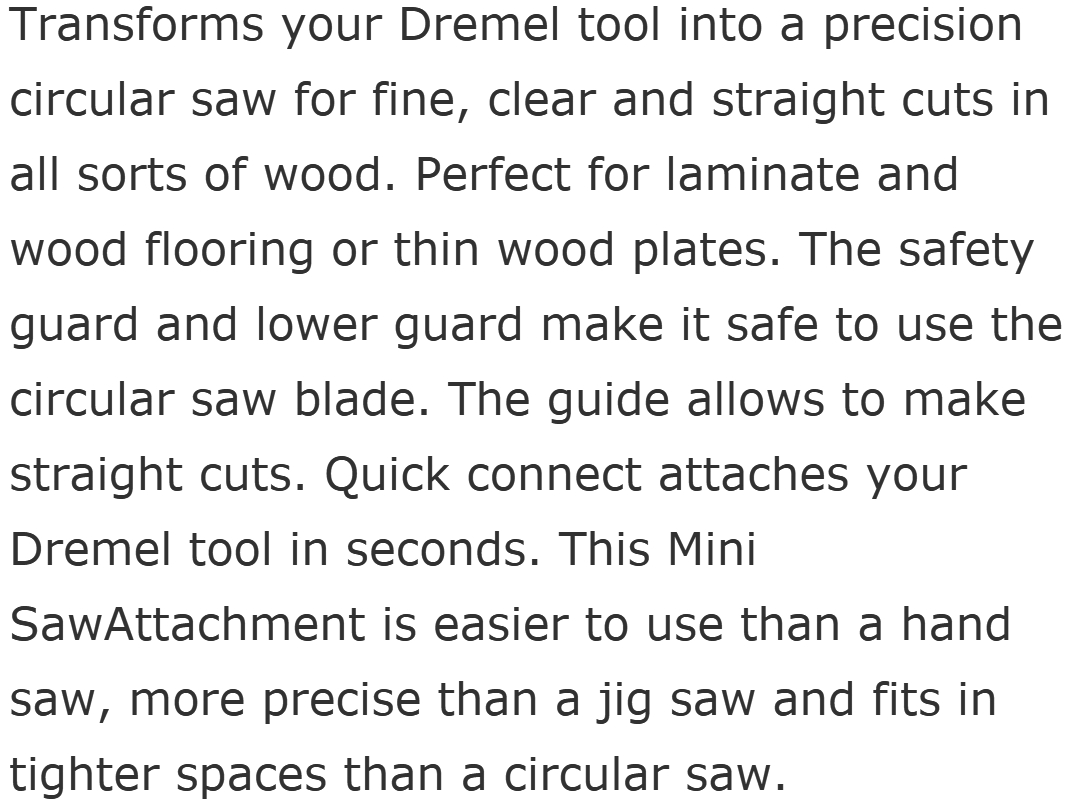 DREMEL MINI SAW ATTACHMENT - 670 כלי עבודה נטענים / חשמליים סידרה : 20522