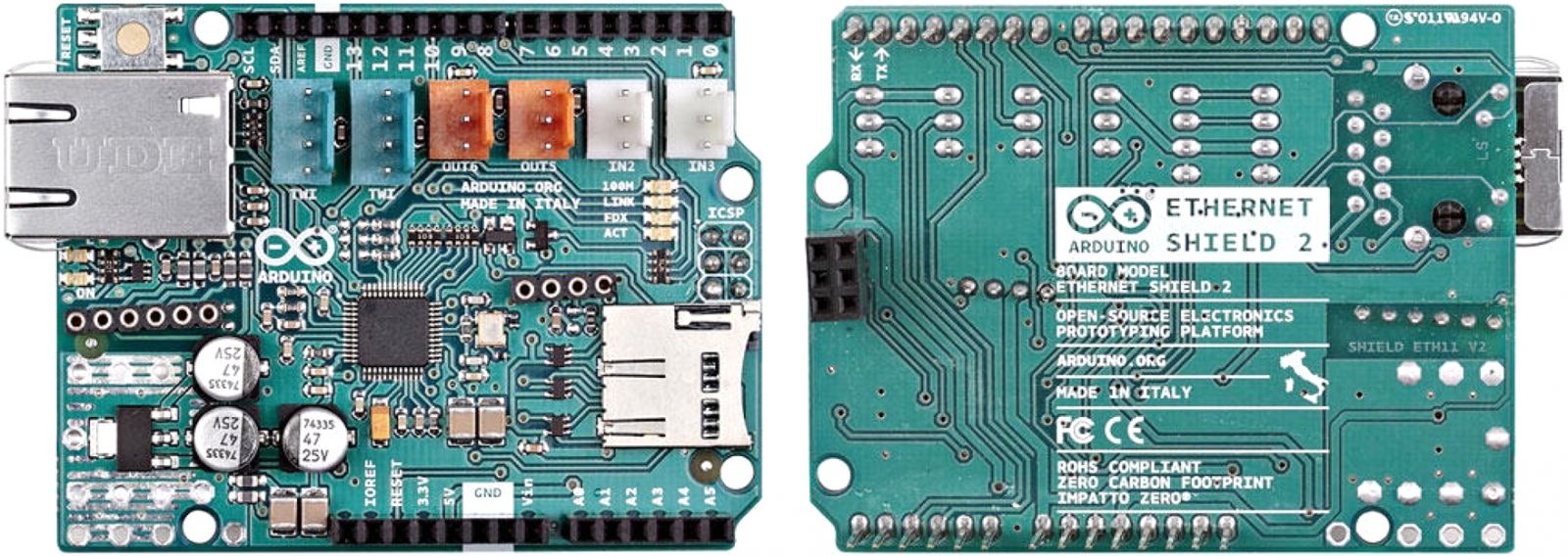 כרטיס הרחבה - ARDUINO ETHERNET SHIELD 2 WITH POE