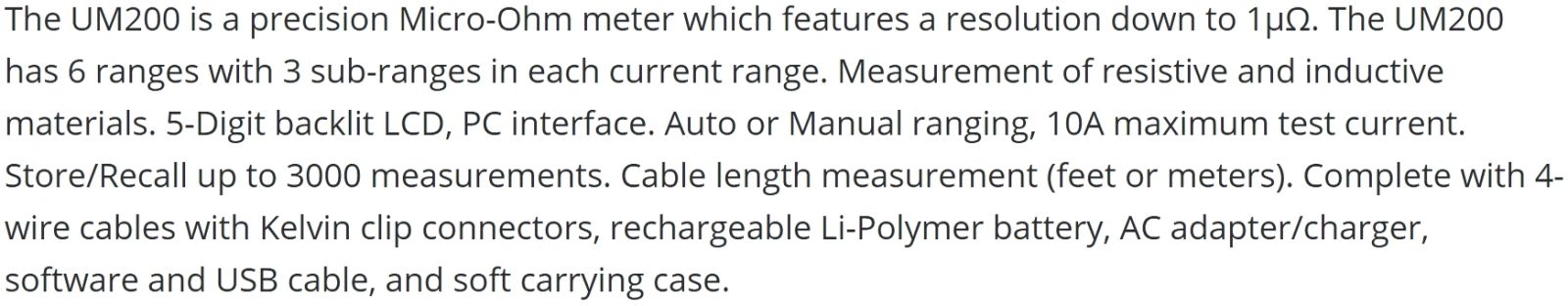 EXTECH INSTRUMENTS HIGH RESOLUTION MICRO-OHM METER - UM200 ציוד בדיקה ...