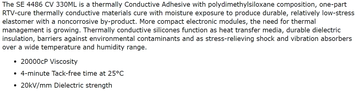 DOW CORNING THERMALLY CONDUCTIVE ADHESIVE - SE4486 דבקים , תרסיסים ...