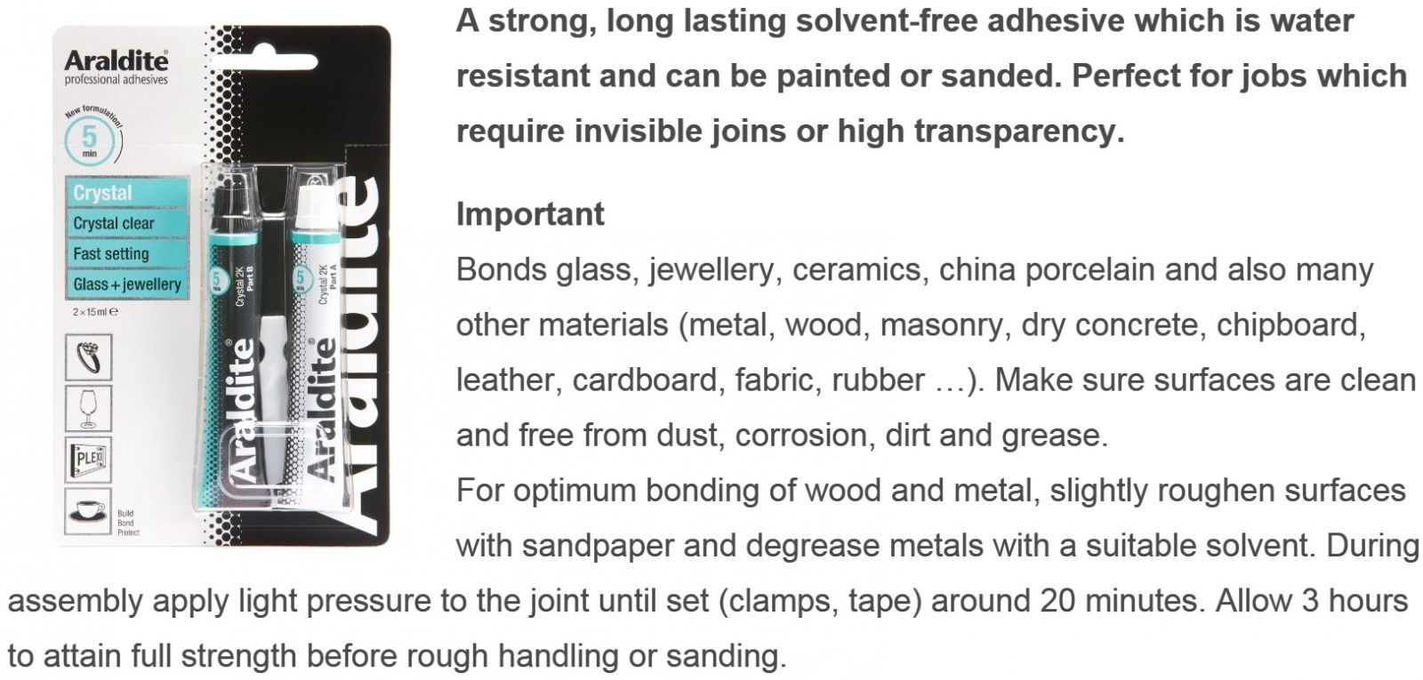 ARALDITE EPOXY ADHESIVE - RAPID CRYSTAL - 2X15ML TUBE - ARA400008 דבקים ...
