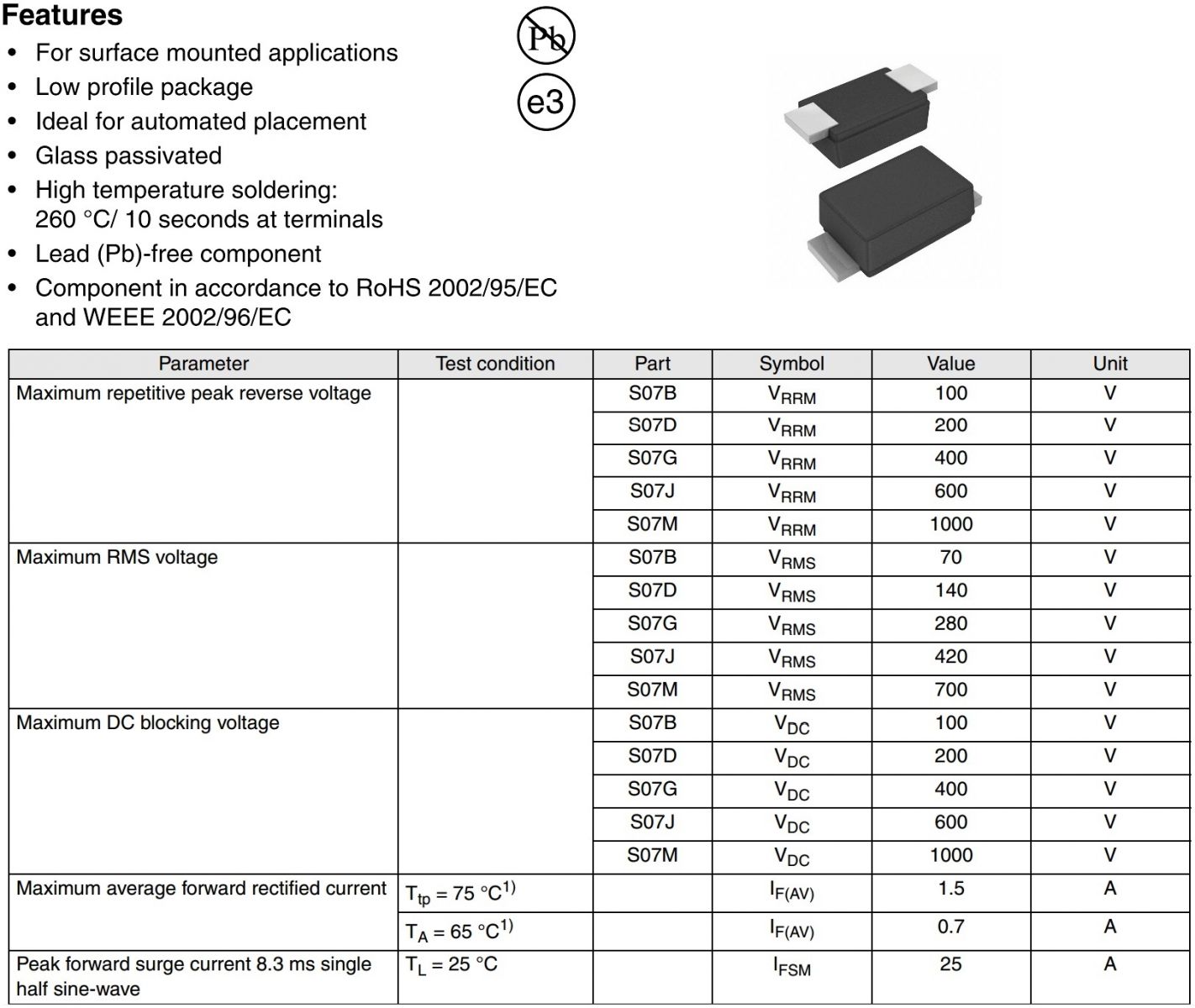 VISHAY SMALL SIGNAL SMD DIODES רכיבי אלקטרוניקה