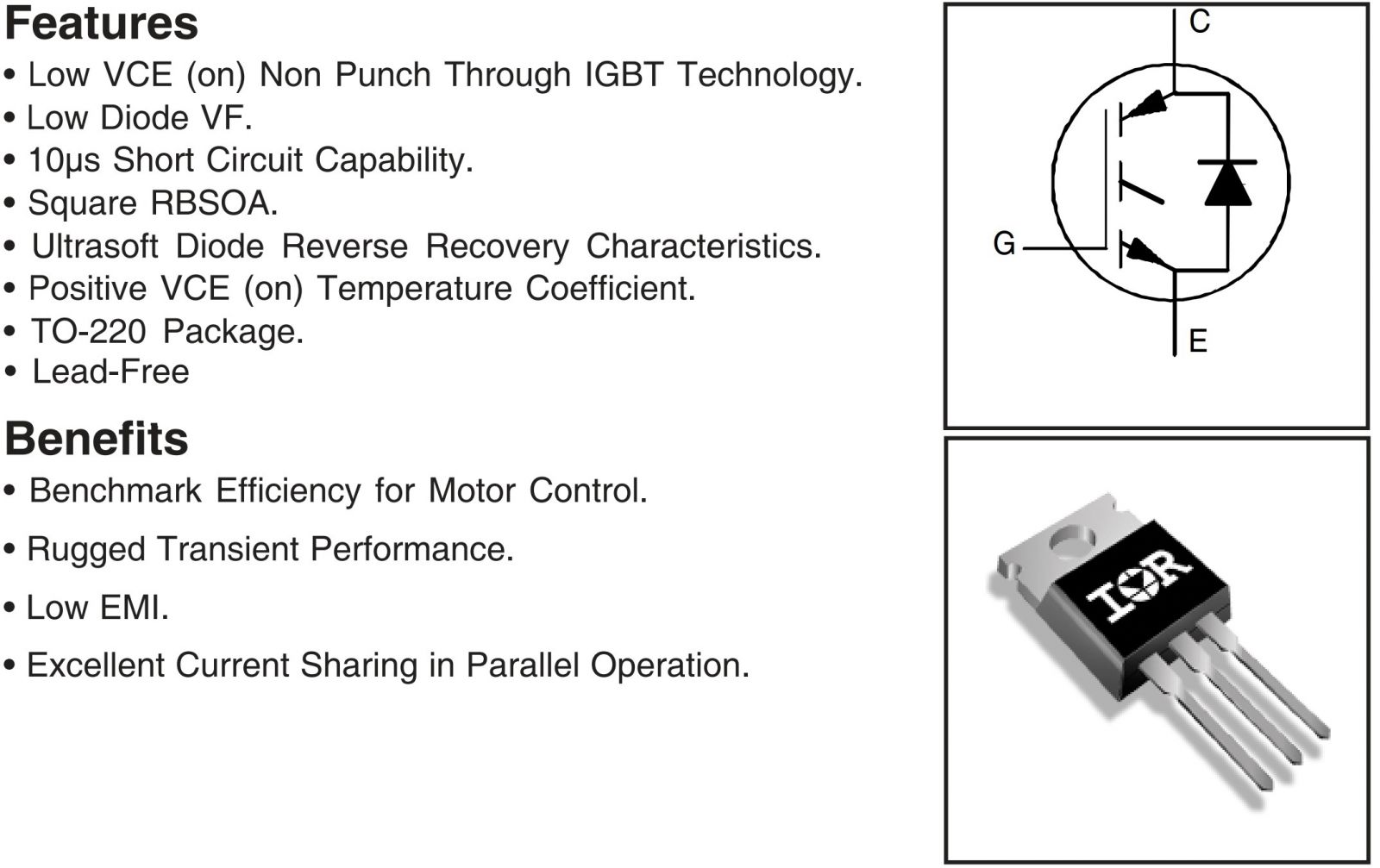 INTERNATIONAL RECTIFIER BIPOLAR TRANSISTORS - IGBT - TO-220 רכיבי ...