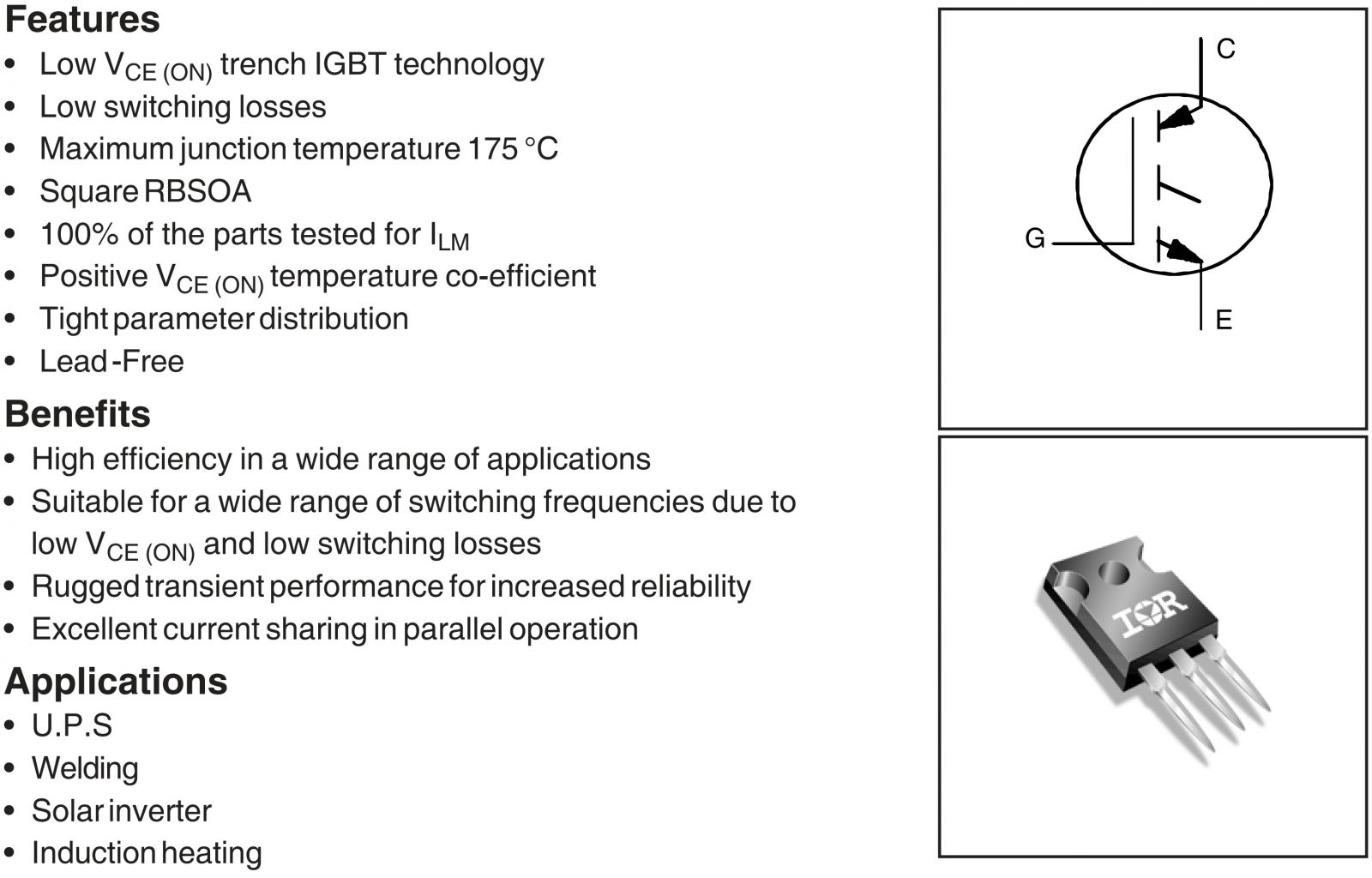 INTERNATIONAL RECTIFIER BIPOLAR TRANSISTORS - IGBT - TO-247 רכיבי ...