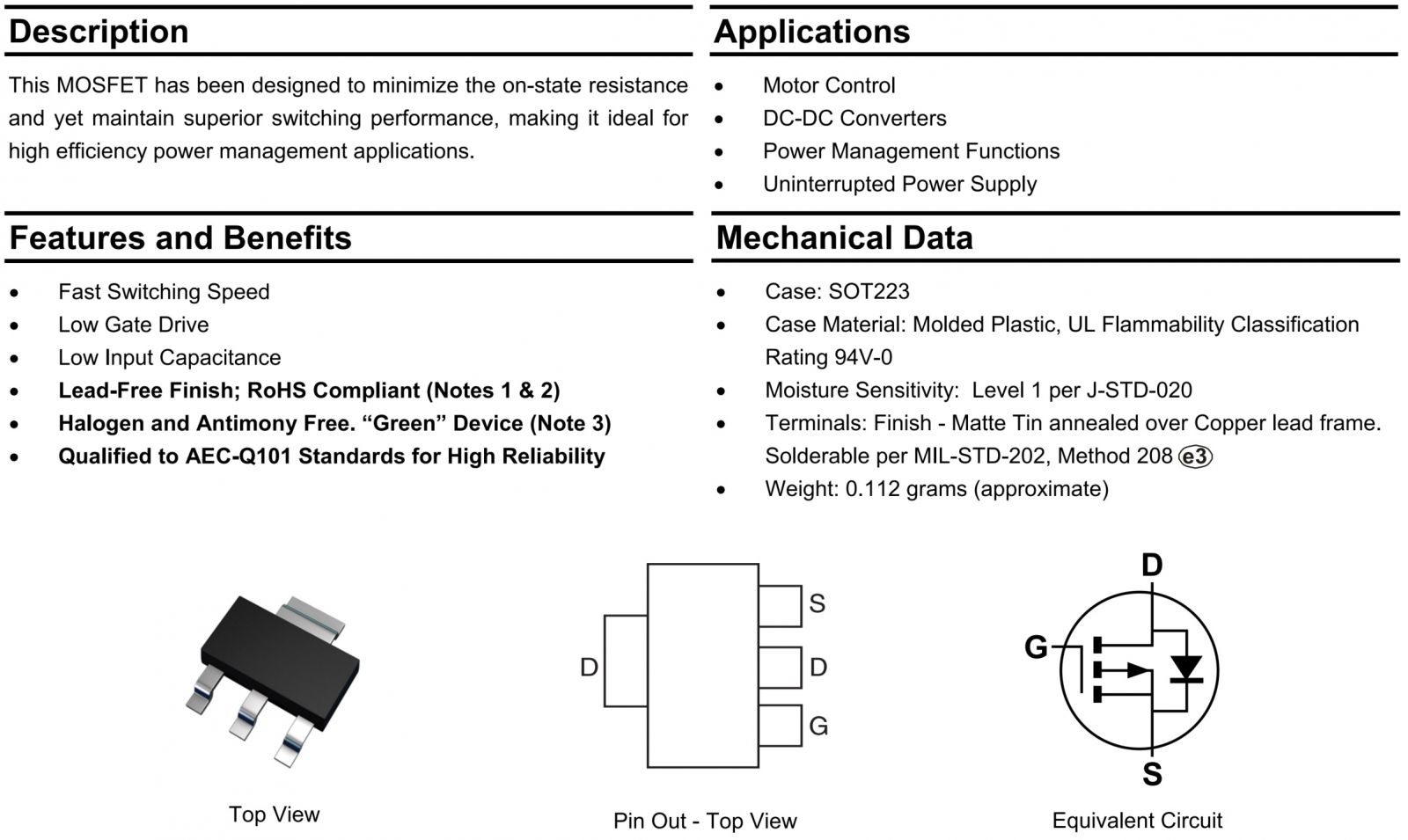 DIODES INC SMD MOSFET TRANSISTORS - N CHANNEL - SOT-223 רכיבי ...