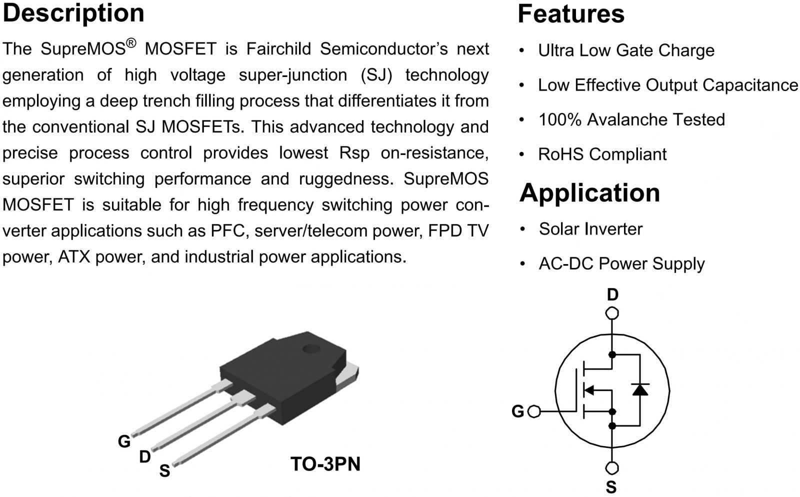 FAIRCHILD SEMICONDUCTOR TH MOSFET TRANSISTORS - N CHANNEL - TO-3P רכיבי ...