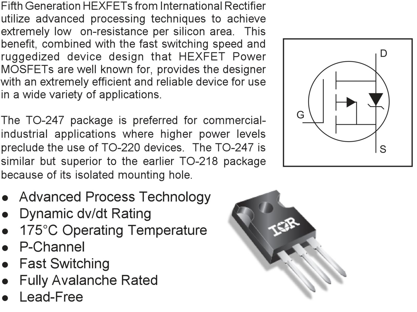 INTERNATIONAL RECTIFIER TH MOSFET TRANSISTORS - P CHANNEL - TO-247 ...