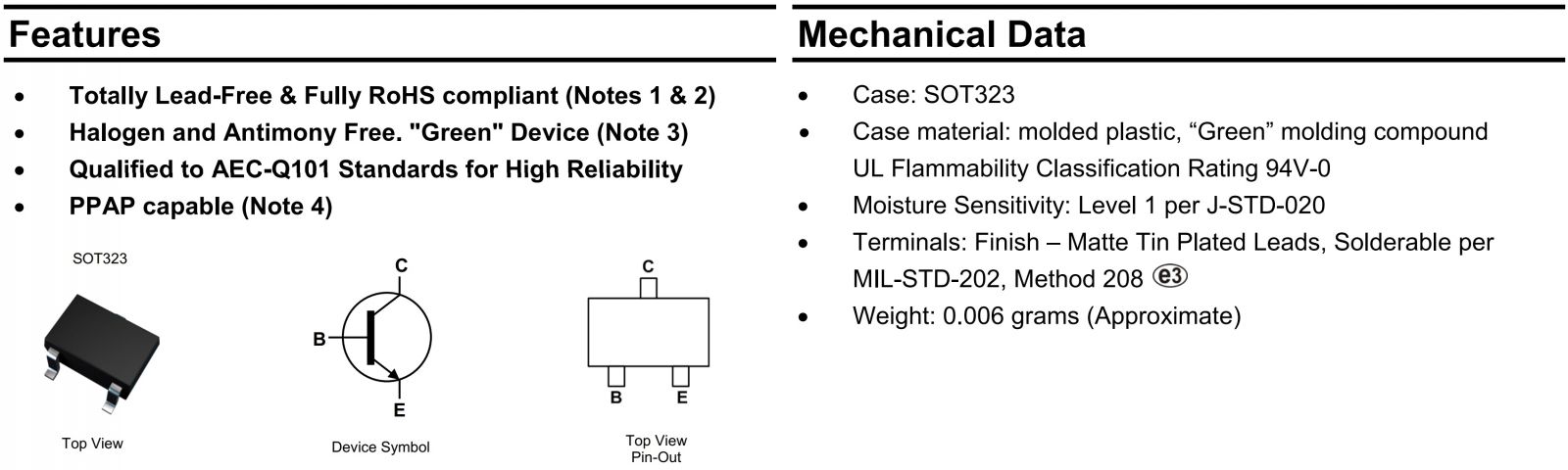 DIODES INC SMD BIPOLAR TRANSISTORS - PNP - SOT-323 רכיבי אלקטרוניקה
