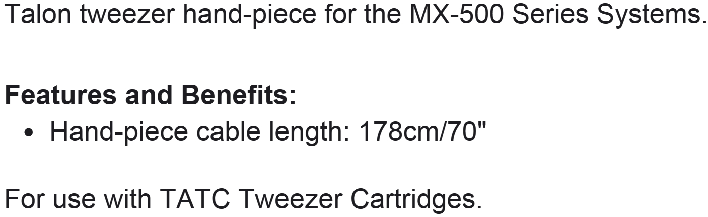 OKI METCAL MX-TALON SOLDERING HAND PIECE מלחמים ותחנות הלחמה סידרה : 25673