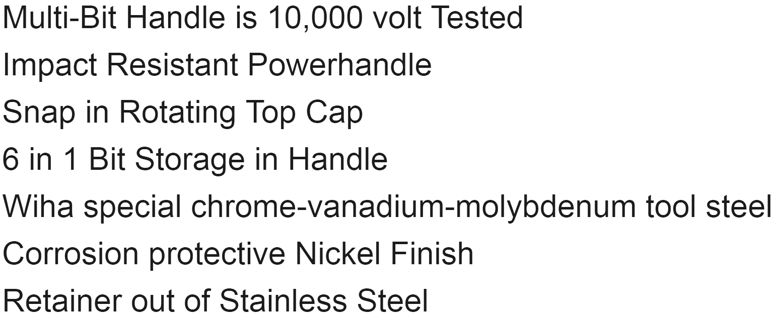 WIHA INSULATED MULTI-BIT SCREWDRIVER - 38006 כלי עבודה ידניים סידרה : 39171