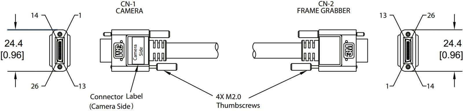 כבל 2M , SDR 26(M) ~ SDR 26(M) - CAMERA LINK - טלמיר אלקטרוניקה