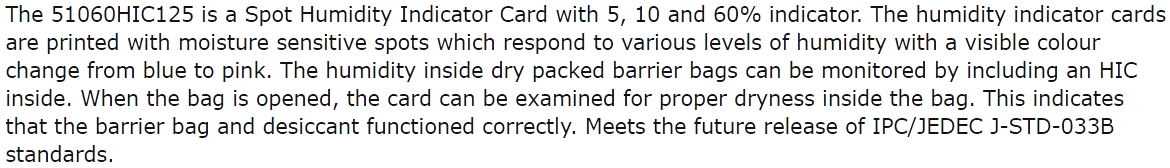 SCS 3 SPOT HUMIDITY INDICATOR CARD - 51060HIC125 ציוד אנטי סטטי - ESD ...