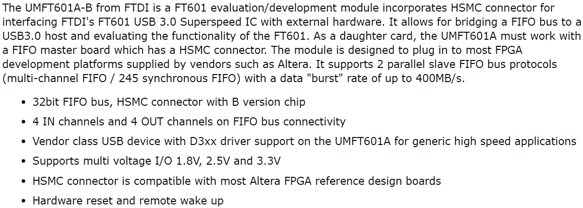 FTDI FT600 FIFO TO USB 3.0 EVALUATION BOARD - UMFT601A-B מוצרי פיתוח ...