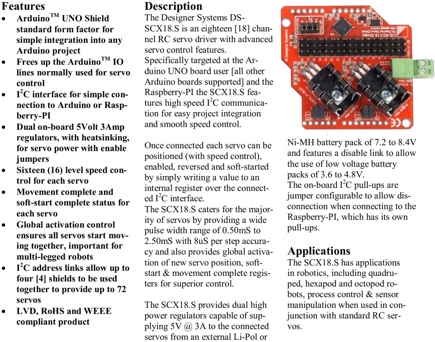 DESIGNER SYSTEMS SERVO DRIVER MOD FOR THE ARDUINO UNO מוצרי פיתוח ...