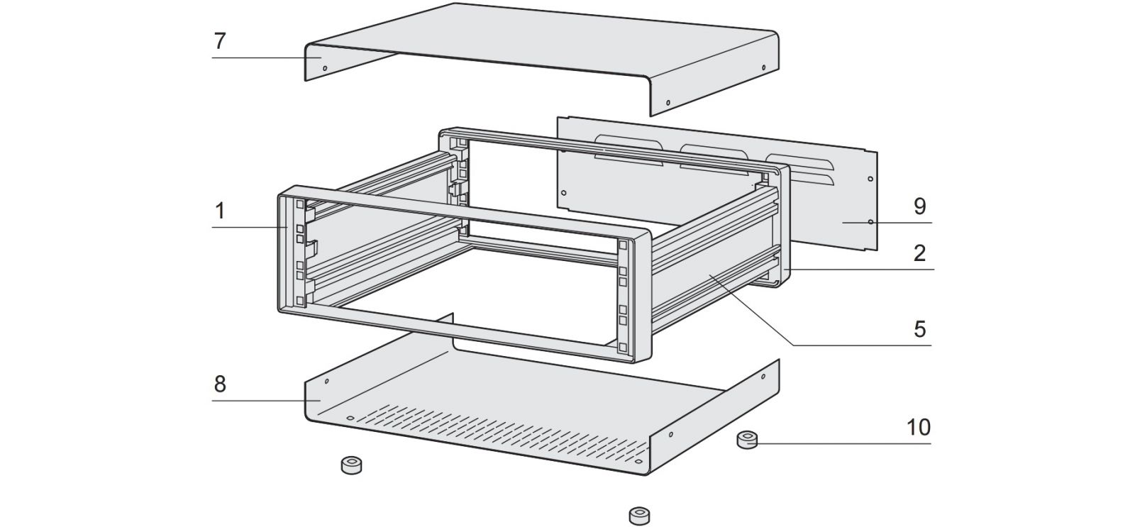 מארז אלומיניום 19 אינץ' - 520MM X 500MM X 198MM - 4U - טלמיר אלקטרוניקה