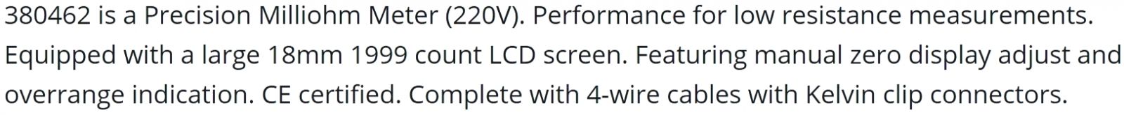 EXTECH INSTRUMENTS PRECISION MILLIOHM METER - 380462 ציוד בדיקה ומכשירי ...