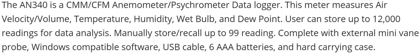 EXTECH INSTRUMENTS CMM / CFM ANEMOMETER - AN340 ציוד בדיקה ומכשירי ...