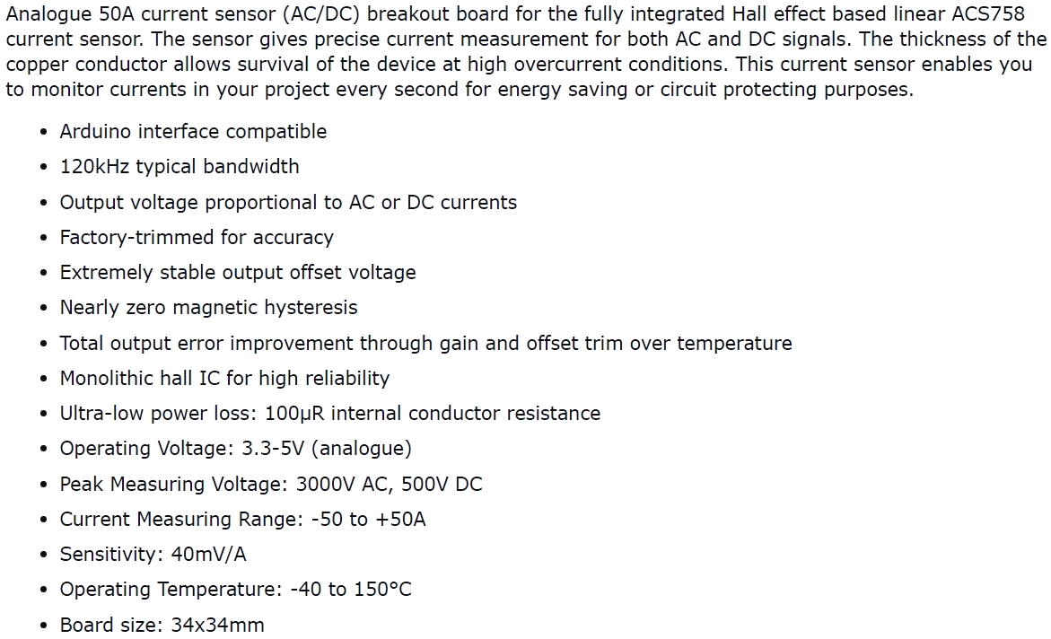 DFROBOT 50A AC/DC CURRENT SENSOR MODULE FOR ARDUINO - SEN0098 מוצרי ...