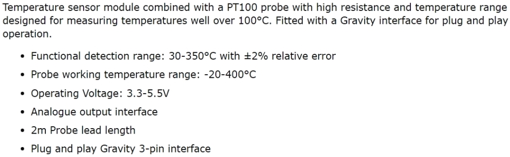 DFROBOT HIGH TEMPERATURE SENSOR MODULE FOR ARDUINO - SEN0198 מוצרי ...