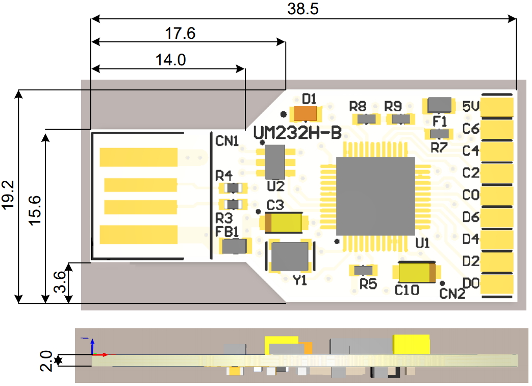 מודול פיתוח - UM232H-B , USB ⇒ SPI - טלמיר אלקטרוניקה
