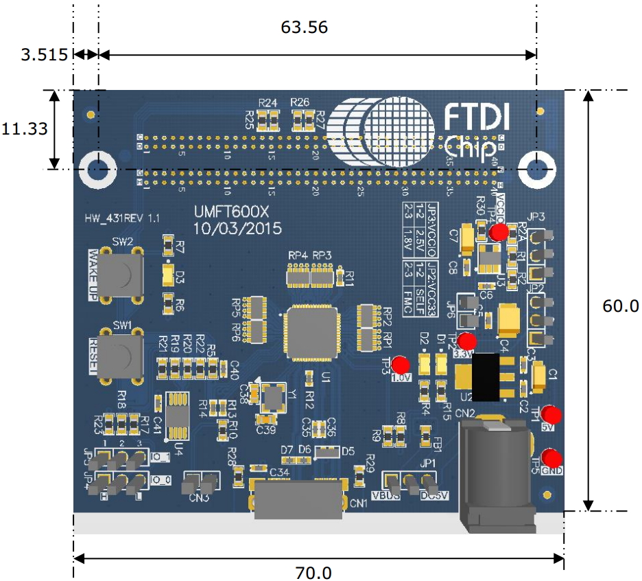 כרטיס פיתוח - UMFT600X , 32BIT , FIFO ⇒ USB3.0 , FT600 - טלמיר אלקטרוניקה