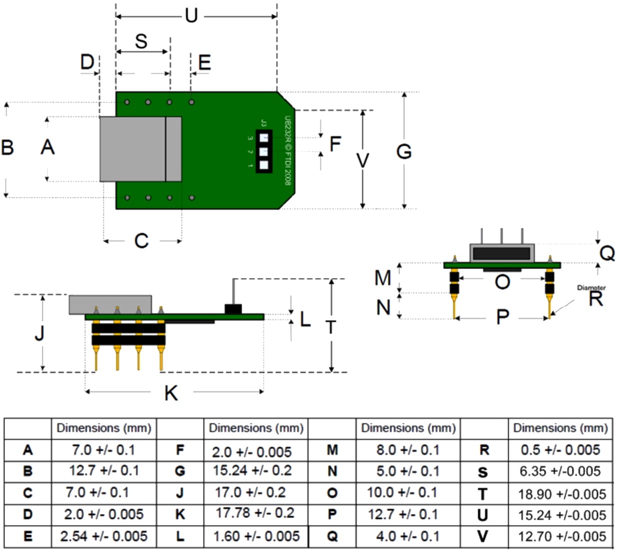 מודול פיתוח - UB232R , USB ⇒ SERIAL - טלמיר אלקטרוניקה