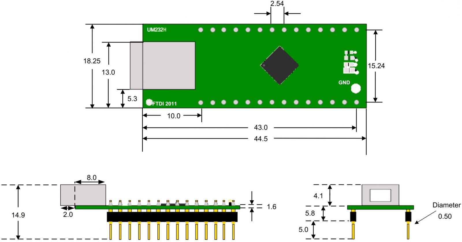 מודול פיתוח - UM232H , USB ⇒ SERIAL - טלמיר אלקטרוניקה