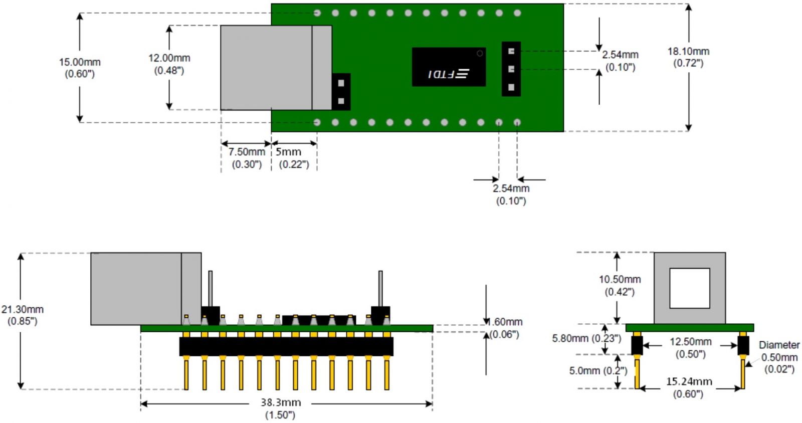 מודול פיתוח - UMR232R , USB ⇒ SERIAL - טלמיר אלקטרוניקה