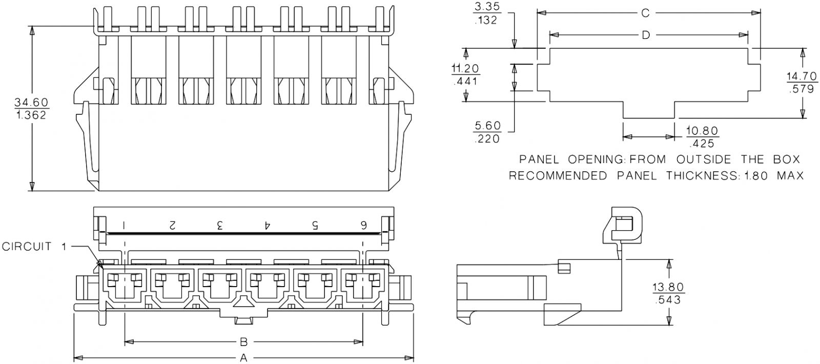 מחבר MOLEX ללחיצה לכבל - סדרת MINI FIT SR - זכר 3 מגעים - טלמיר אלקטרוניקה