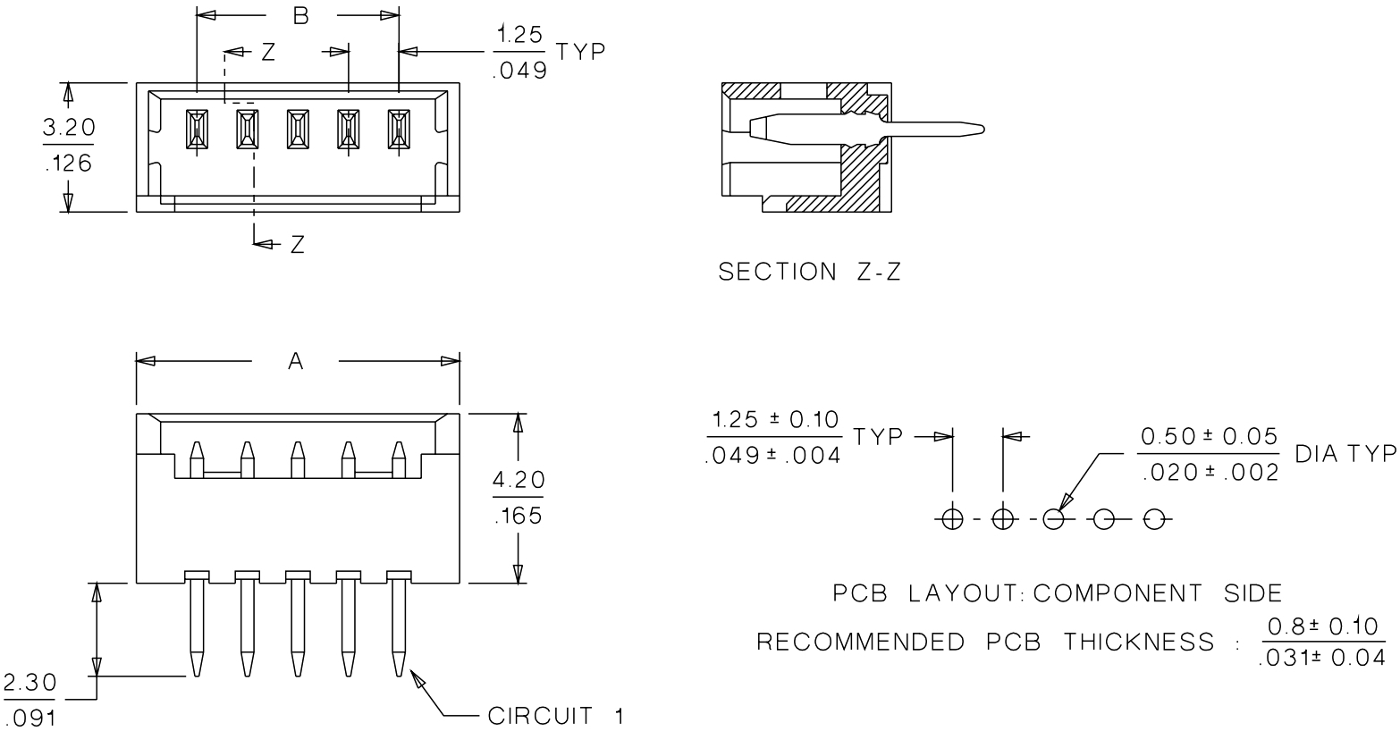 מחבר MOLEX למעגל מודפס - סדרת PICOBLADE - זכר 3 מגעים - טלמיר אלקטרוניקה