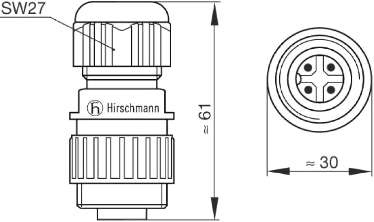 מחבר תעשייתי CA3LS - זכר להברגה לכבל - 3 מגעים + הארקה - טלמיר אלקטרוניקה