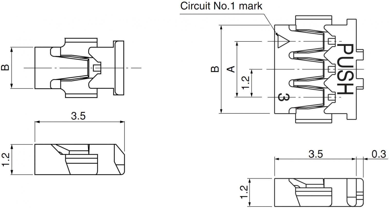 מחבר JST ללחיצה לכבל - סדרת ACH - נקבה 2 מגעים - טלמיר אלקטרוניקה
