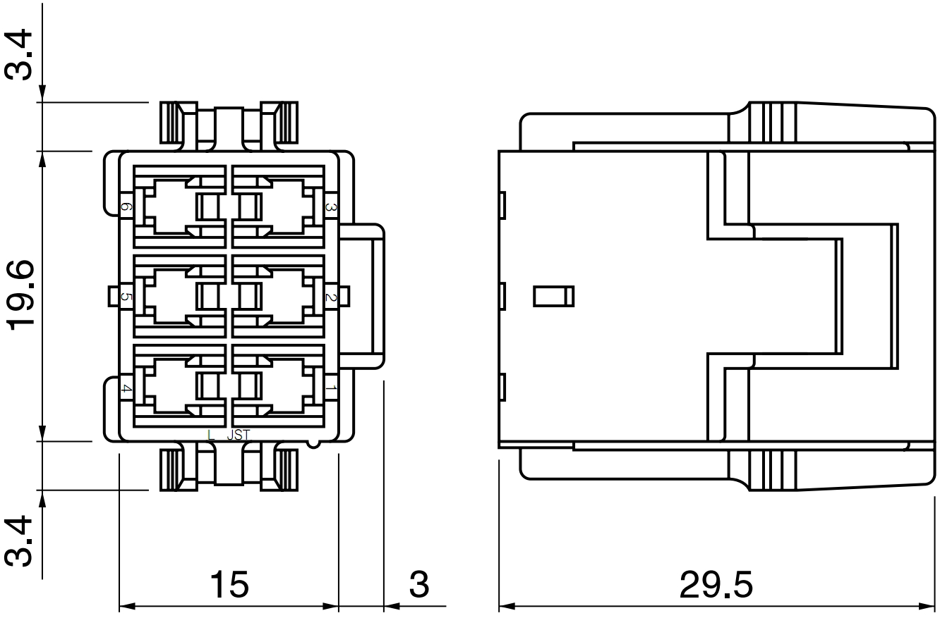 מחבר JST ללחיצה לכבל - סדרת VL - זכר 4 מגעים - טלמיר אלקטרוניקה