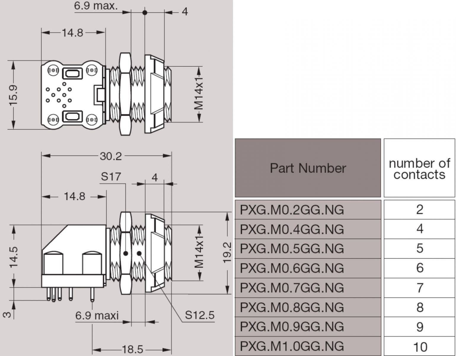 מחבר אפור REDEL - נקבה למעגל מודפס - 8 מגעים - PXG.M0.8GG.NG - טלמיר ...