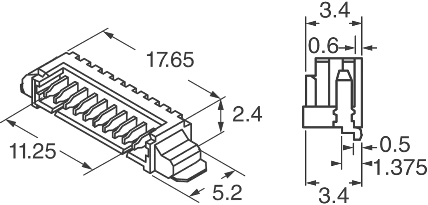 מחבר MOLEX למעגל מודפס - סדרת PICOBLADE - זכר 6 מגעים - טלמיר אלקטרוניקה