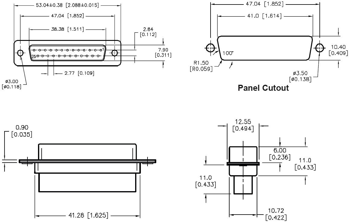 מחבר D-TYPE ללחיצה לכבל - נקבה 25 מגעים - טלמיר אלקטרוניקה