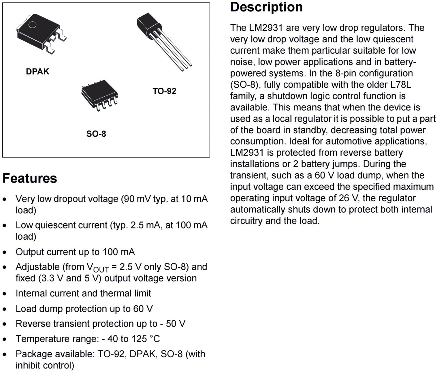 ST MICROELECTRONICS LDO VOLTAGE REGULATORS - LM2931 SERIES מעגלים ...