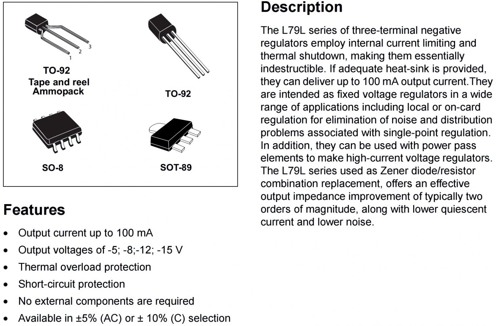 ST MICROELECTRONICS LINEAR VOLTAGE REGULATORS - TO-92 מעגלים משולבים ...