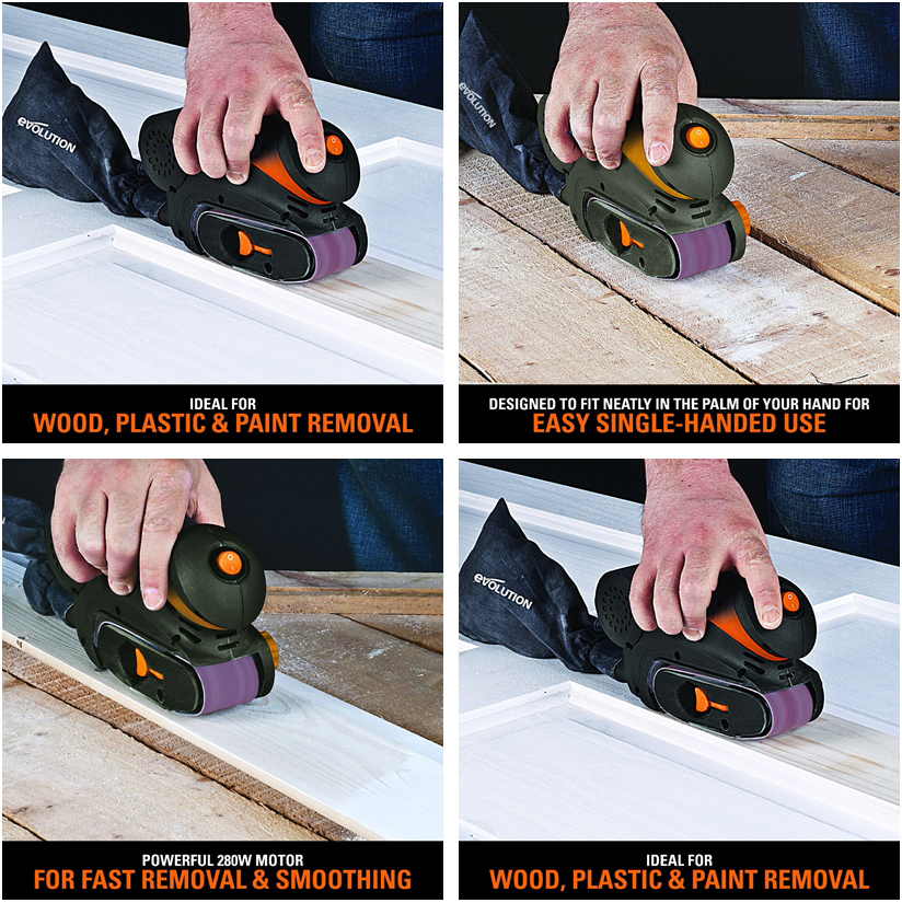 מלטשת ידנית מקצועית EVOLUTION MINI BELT SANDER - 280W