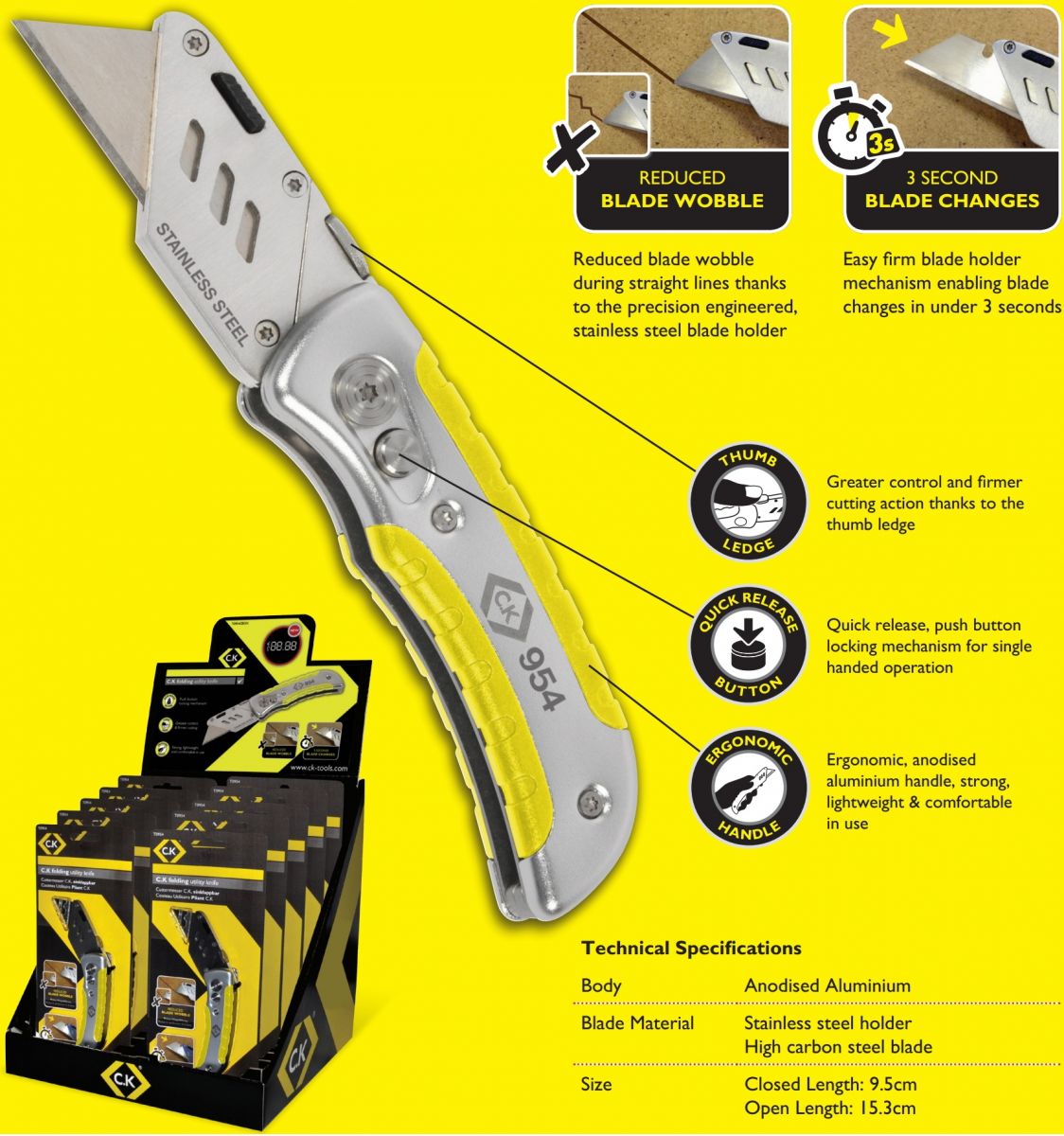 CK TOOLS PROFESSIONAL FOLDING UTILITY KNIFE - T0954 כלי עבודה ידניים ...