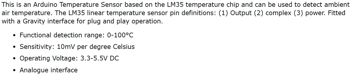 DFROBOT LM35 TEMPERATURE SENSOR FOR ARDUINO - DFR0023 מוצרי פיתוח ...