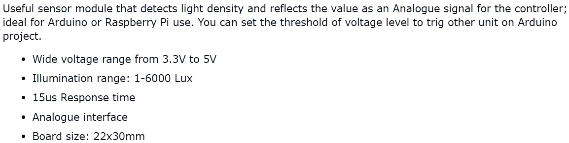 DFROBOT AMBIENT LIGHT SENSOR FOR ARDUINO - DFR0026 מוצרי פיתוח ...