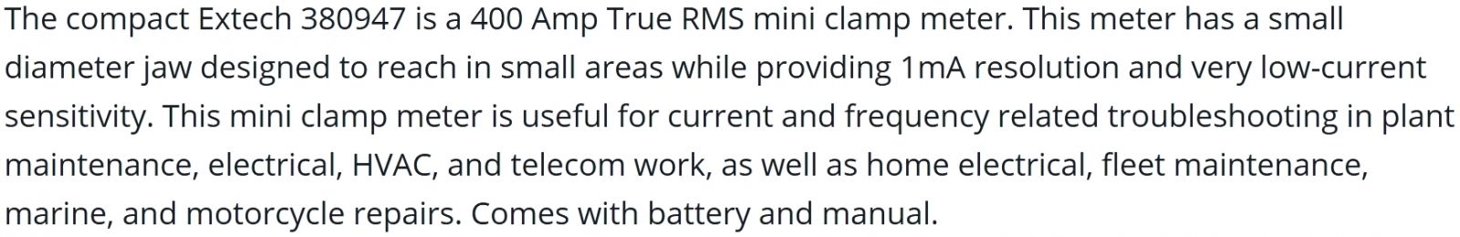 EXTECH INSTRUMENTS 380947 MINI AC/DC CLAMP METER ציוד בדיקה ומכשירי ...