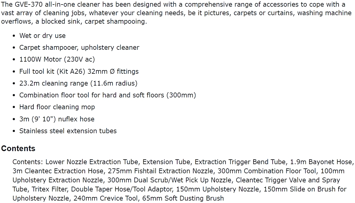 NUMATIC INTERNATIONAL PROFESSIONAL VACUUM CLEANER - GEORGE GVE 370 כלי ...