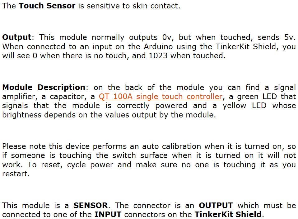 חיישן מגע - TINKERKIT TOUCH SENSOR - טלמיר אלקטרוניקה