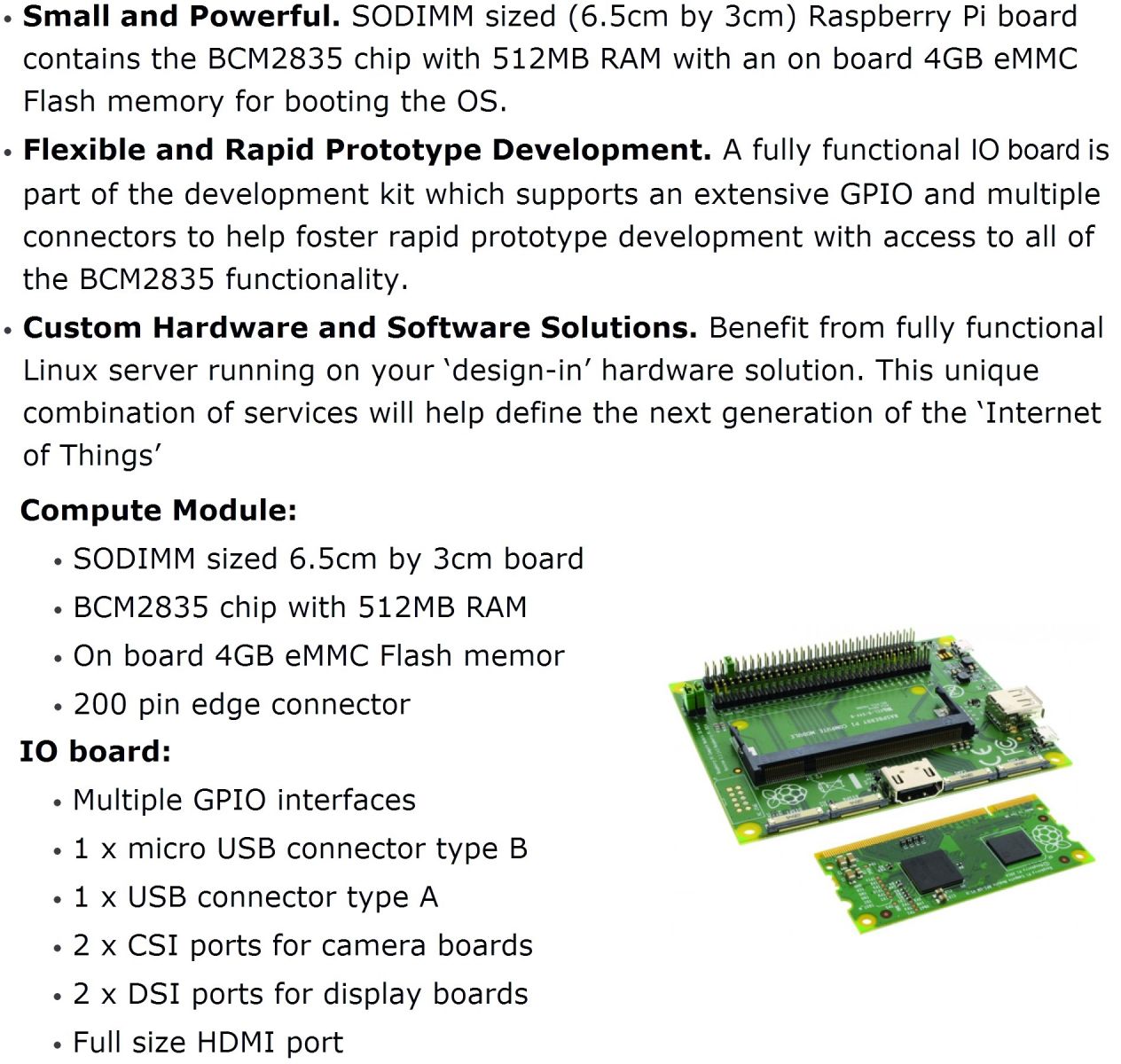 RASPBERRY PI COMPUTE MODULE DEVELOPMENT KIT מוצרי פיתוח לאלקטרוניקה ...