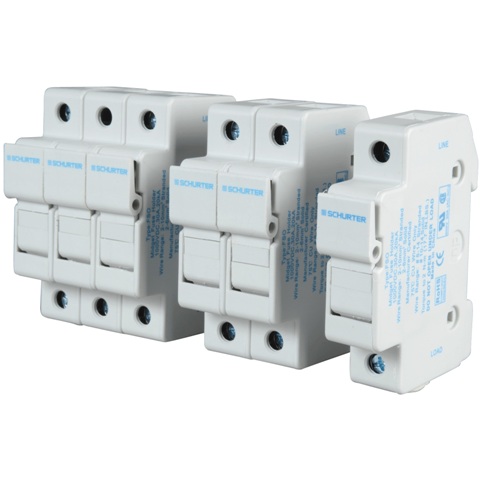 SCHURTER TOUCH-SAFE 35MM DIN-RAIL 10X38MM 1000V FUSE HOLDERS רכיבי ...