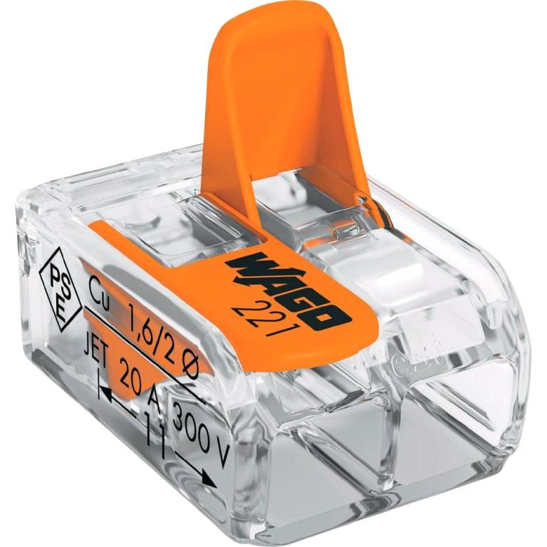 WAGO CAGE CLAMP PUSH IN TERMINAL BLOCKS - 221 SERIES קונקטורים, מחברים ומתאמים