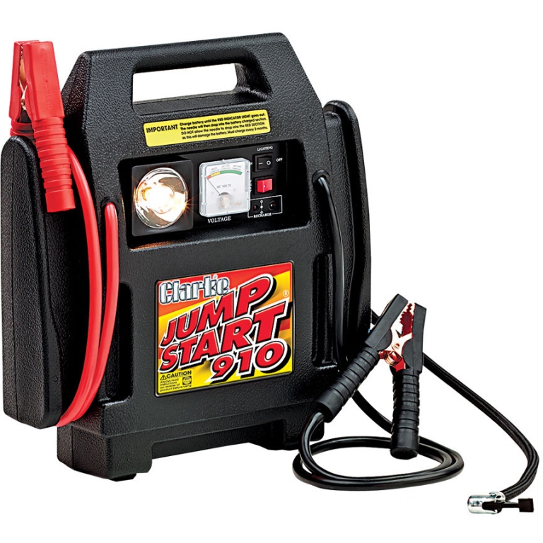 CLARKE PORTABLE 12 VOLT POWER PACK WITH COMPRESSOR - JUMPSTART 910 ...