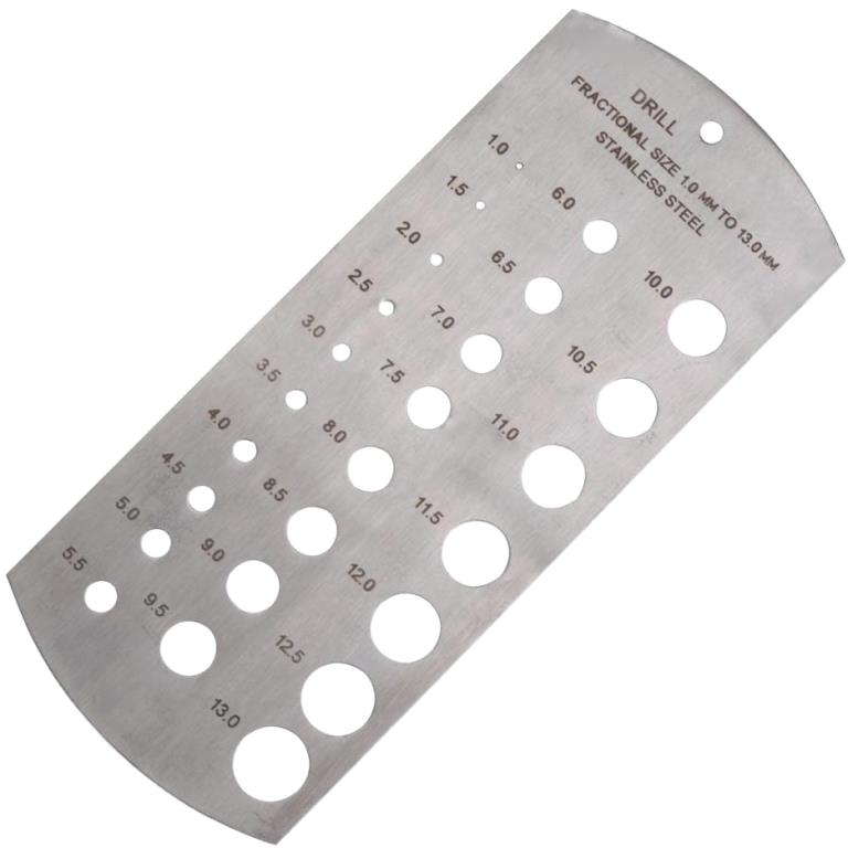 DURATOOL STAINLESS STEEL 1-13MM METRIC DRILL GAUGE כלי עבודה ידניים